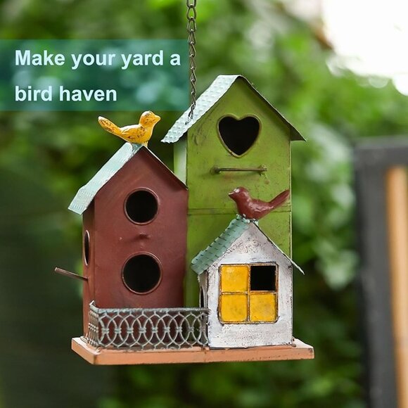 Accents | New Metal Bird Houses For Outside Hanging Multi House ...